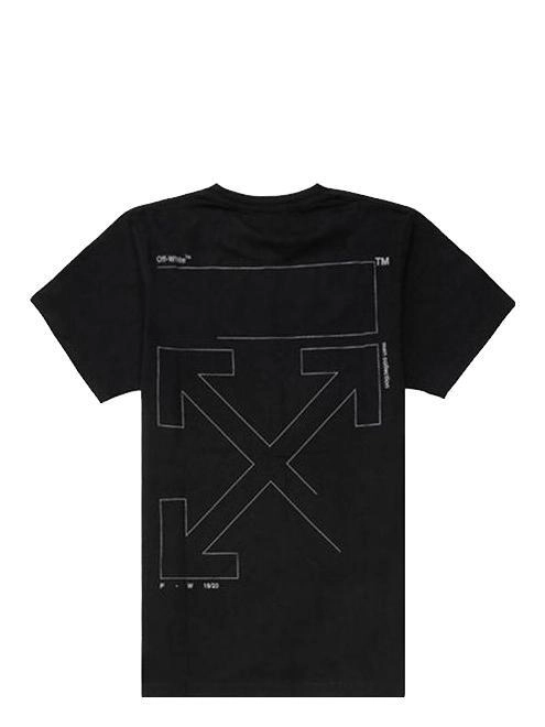 Off-White Unfinished Loose Round Neck Short Sleeve - Black