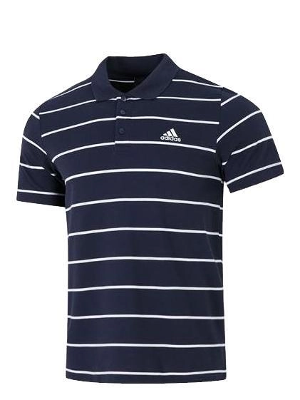 Adidas Fi Stripe Small Label Athleisure Casual Sports Short Sleeve Polo Shirt Navy Blue - Multi-color