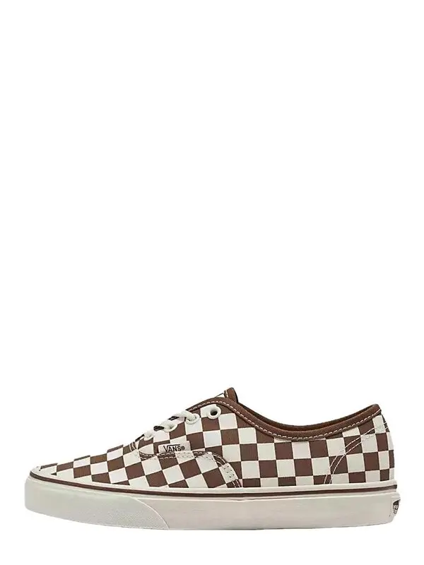 VANS Authentic Checkerboard Lace-up Sneakers - White/brown