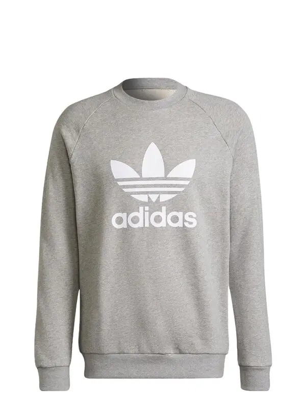 Adidas Adicolor Classics Trefoil Crewneck Sweatshirt - Medium Grey Heather/white