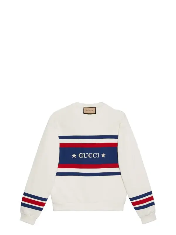 Gucci Cotton Jersey Sweatshirt With Embroidered Logo - Off White