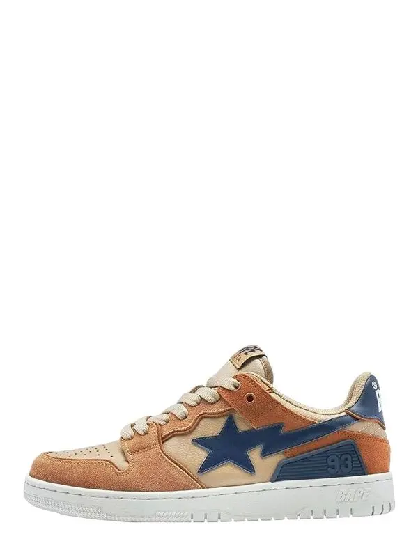 A BATHING APE Sk8 Sta Leather Low Top Sneakers - Brown