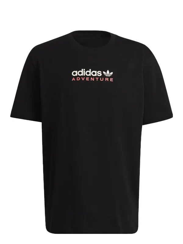 Adidas Originals Mtn Spr Tee Alphabet Logo Printing Sports Round Neck Short Sleeve Black T-shirt - Multi-color