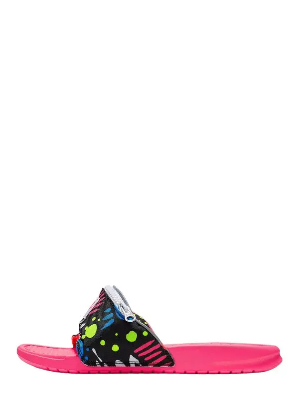Nike Benassi Jdi Print Slide With Fanny Pack Detail - Pink/black