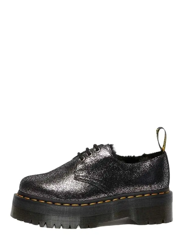 Dr. Martens 1461 Faux Fur-lined Metallic Platform Shoes - Black
