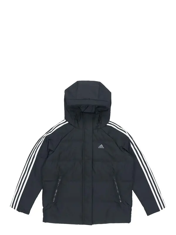 Adidas Down Jacket With Hood And Signature Stripes - Default Color