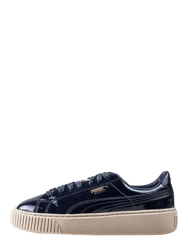 PUMA Basket Platform Patent Sneakers - Black