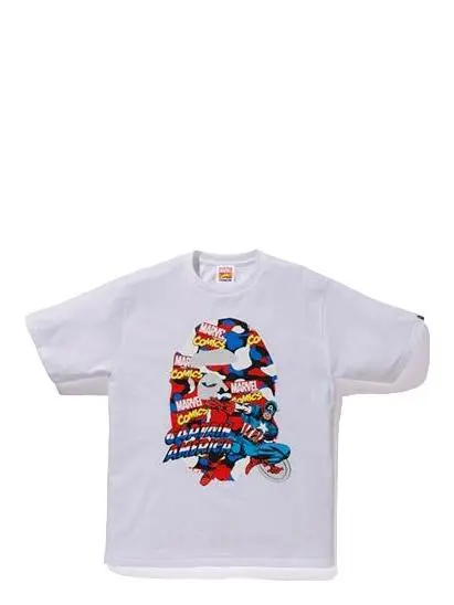 A BATHING APE X Marvel Ape Head T-shirt Captain America - White