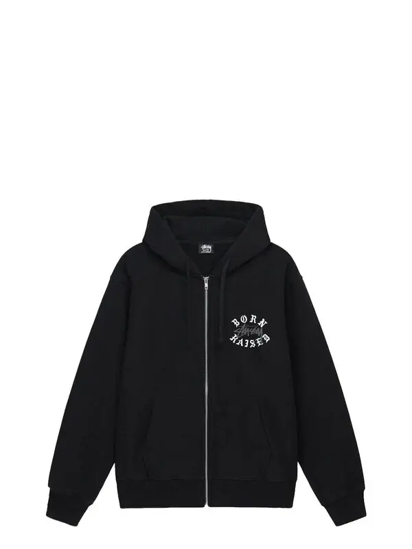 StÜssy X Born X Raised Logo Zip Hoodie - Black
