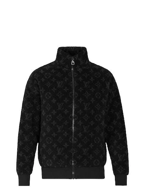 LOUIS VUITTON Monogram Fleece Zip-up Jacket - Black