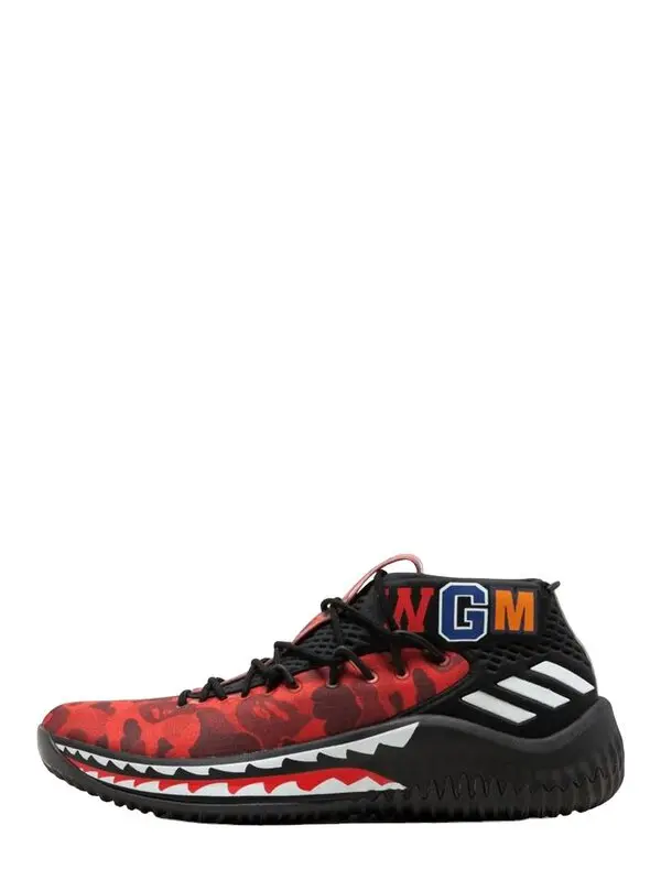 Adidas A Bathing Ape X Dame 4 "red Camo" Low Top Sneakers - Red/black