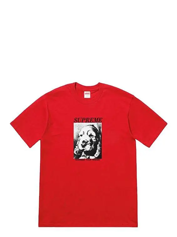 Supreme Fw18 Remember Tee Puppy Sketch Printing Short Sleeve - Red