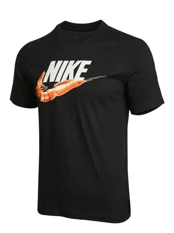 Nike Nsw Tee 1 Food Shrimp Large Logo Printing Sports Short Sleeve Black T-shirt - Default Color