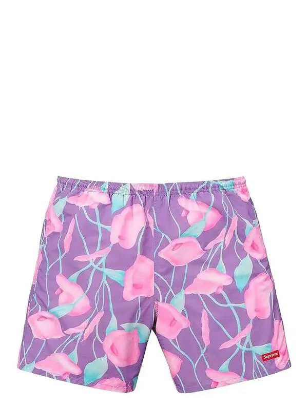 Supreme Ss18 Nylon Water Short With Floral Print - Purple
