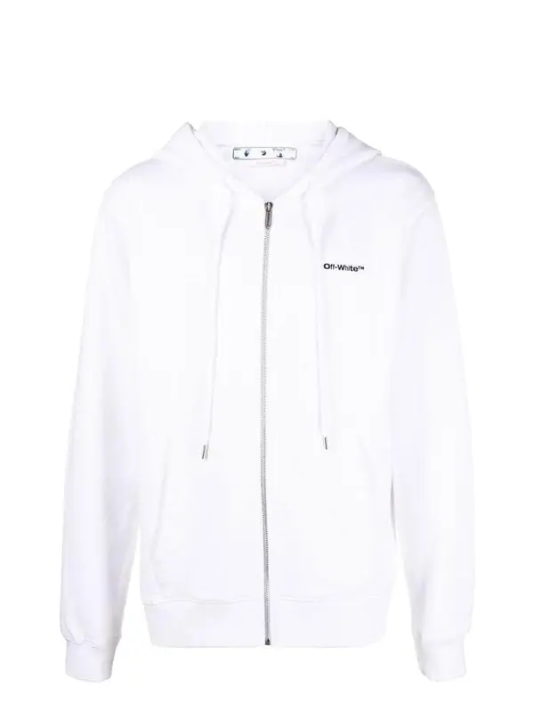 Off-White Logo Print Zip-up Hoodie - Default Colorway