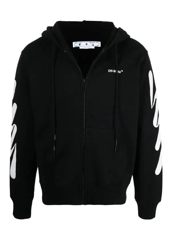 Off-White Diagonal Stripes Zip-up Hoodie - Default Colorway