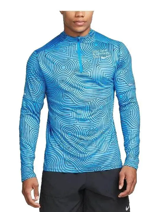Nike Dri-fit Element 1/4 Zip Running Top - Blue