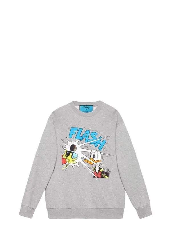 Gucci X Disney Donald Duck Cartoon Round Neck Pullover - Gray