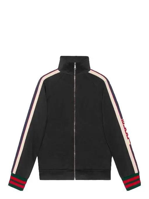 Gucci Technical Jersey Track Jacket With Stripe Detail - Black/red