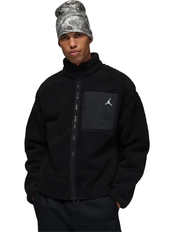 JORDAN Air Flight Mountainside Faux Fur Jacket - Black/white
