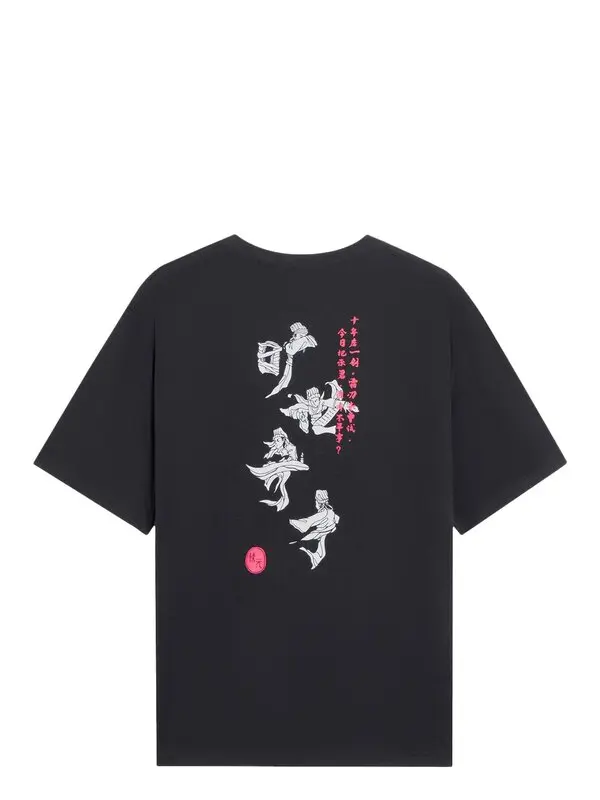 LI-NING Graphic Printing Round Neck Tee 'black - Grey/white/red