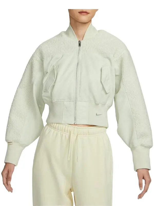 Nike Collection High-pile Fleece Bomber Jacket - Sea Glass/mica Green