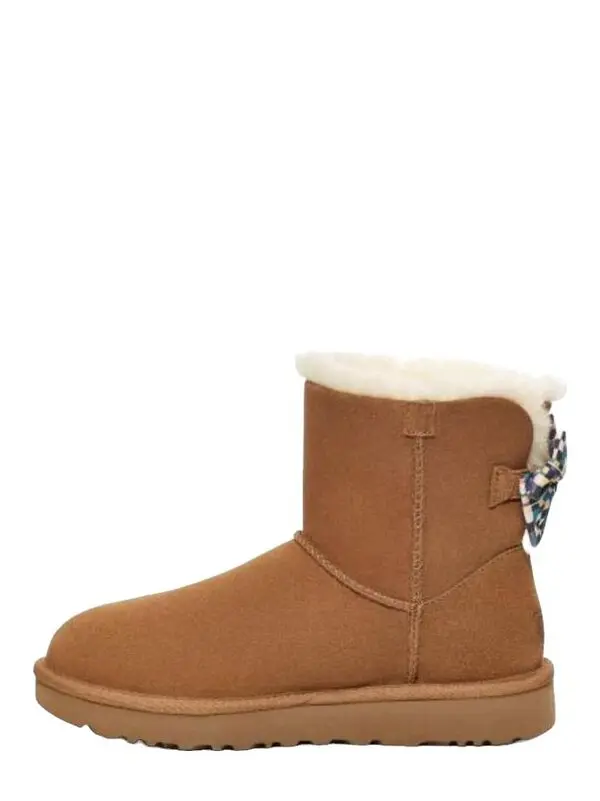 UGG Checkered Bow Short Boots - Brown