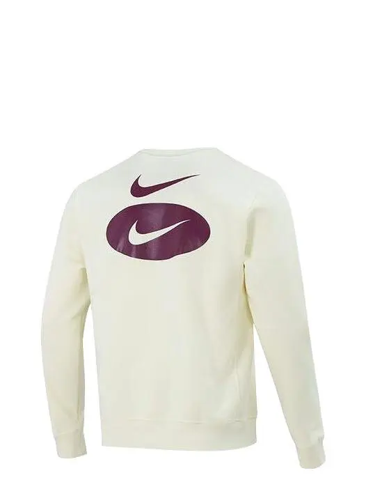Nike As Nsw Sl Bb Crew Casual Sports Fleece Lined Round Neck Long Sleeves - Ivory