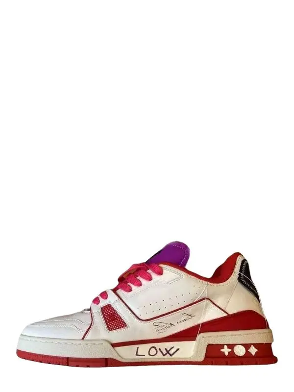 LOUIS VUITTON Trainer Upcycling Sneakers - White/red/purple
