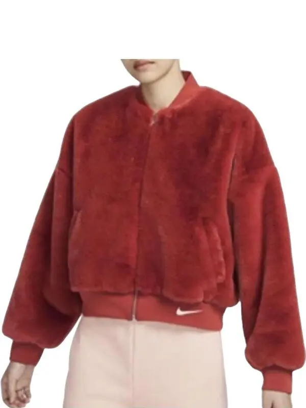 Nike Reversible Faux Fur Bomber Jacket - Red