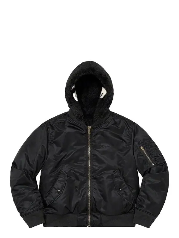 Supreme Faux Fur Reversible Bomber Jacket - Black/white
