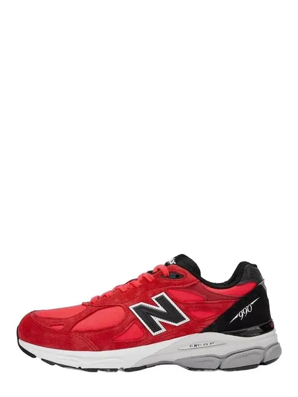 NEW BALANCE 990v3 Made In Usa Suede Sneakers - Red/black/gray