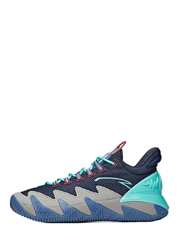 ANTA Athletic Lace-up High-top Sneakers - Blue/grey/red