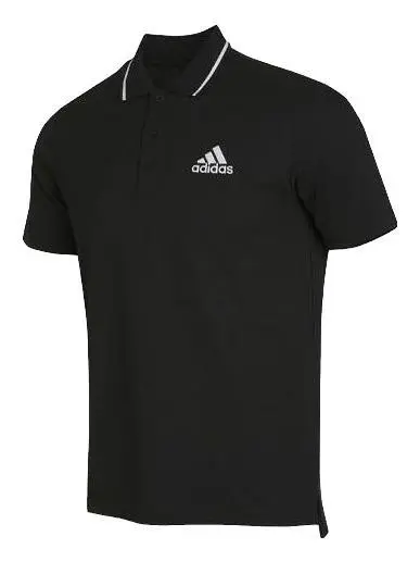 Adidas Sl Pq Ps Logo Athleisure Casual Sports Short Sleeve Polo Shirt - Black