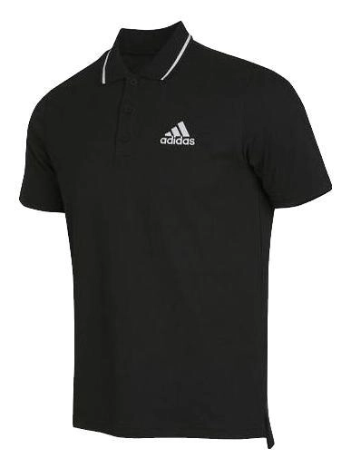 Adidas Sl Pq Ps Logo Athleisure Casual Sports Short Sleeve Polo Shirt - Black