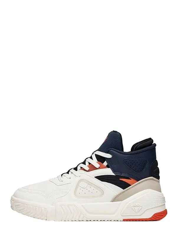 ANTA Life Series High Top Lace-up Sneakers - White/black/orange