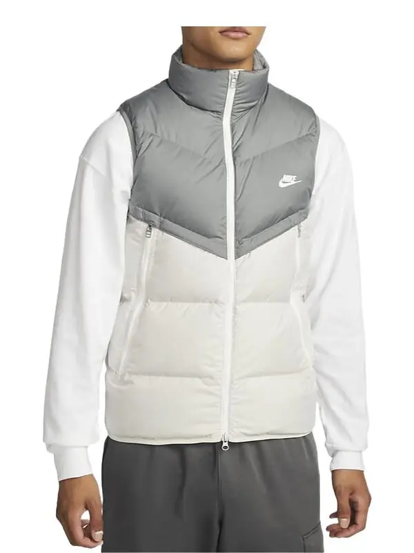 Nike Down Vest With Stand Collar - Grey/multi-color