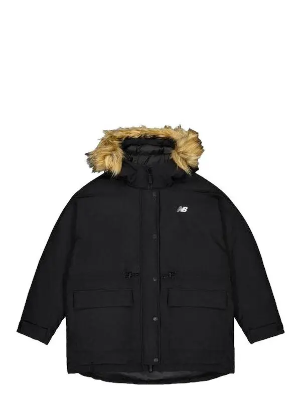 NEW BALANCE Warm Mid-down Jacket With Faux Fur Trim - Black