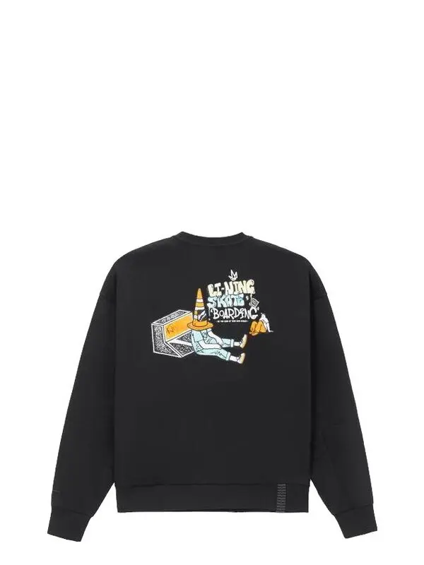LI-NING Skateboard Series Pullover With Graphic Print - Black