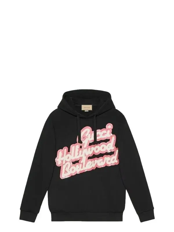 Gucci Hollywood Boulevard Sequinned Hooded Sweatshirt - Black