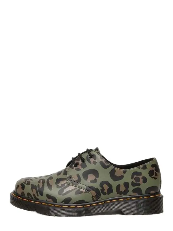 Dr. Martens 1461 Distorted Leopard Print Oxford Shoes - Khaki Green
