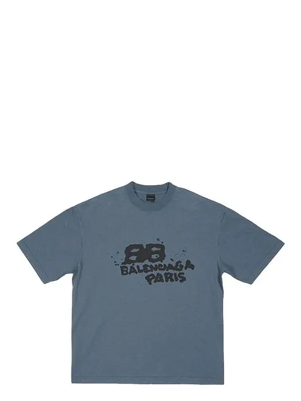 Balenciaga Hand-drawn Bb Icon T-shirt Medium Fit 'blue Black - Blue/black