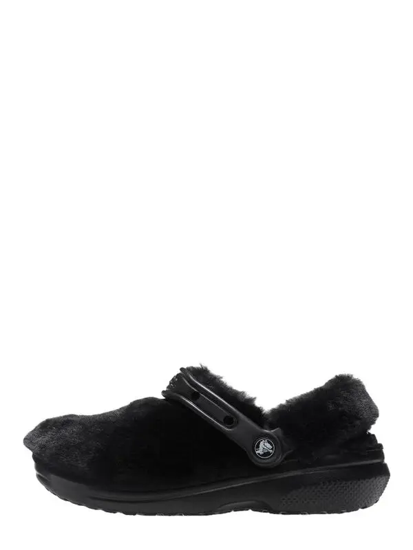 CROCS Classic Fur Sure Slip On Clogs - Black