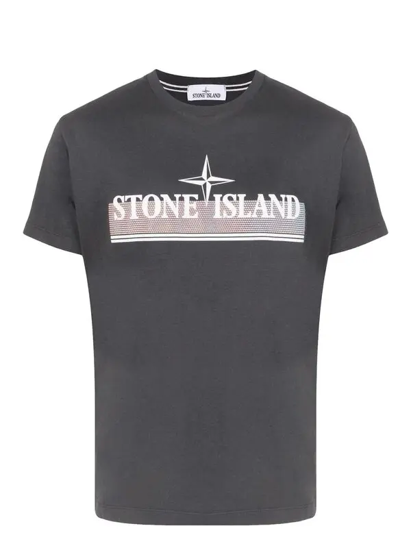 Stone Island Tricromia Print T-shirt 'charcoal - Black