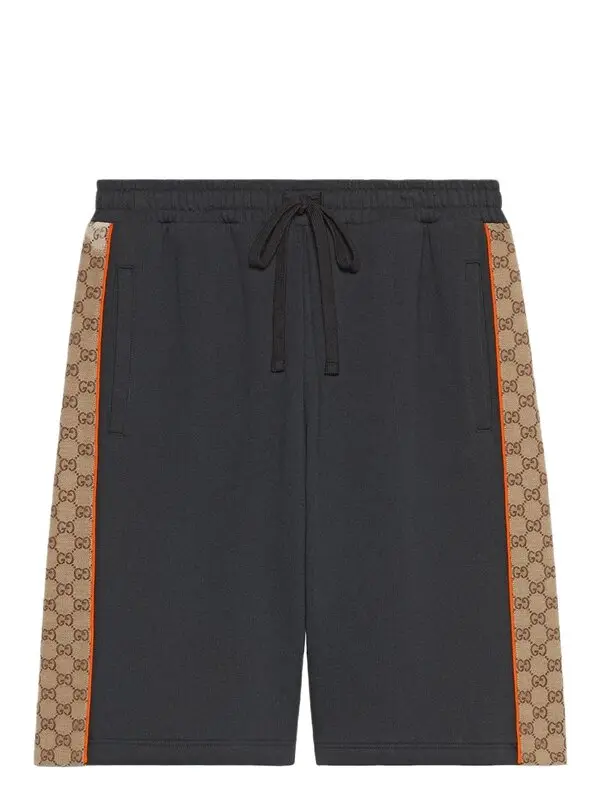 Gucci Gg Monogram Paneled Shorts - Dark Grey