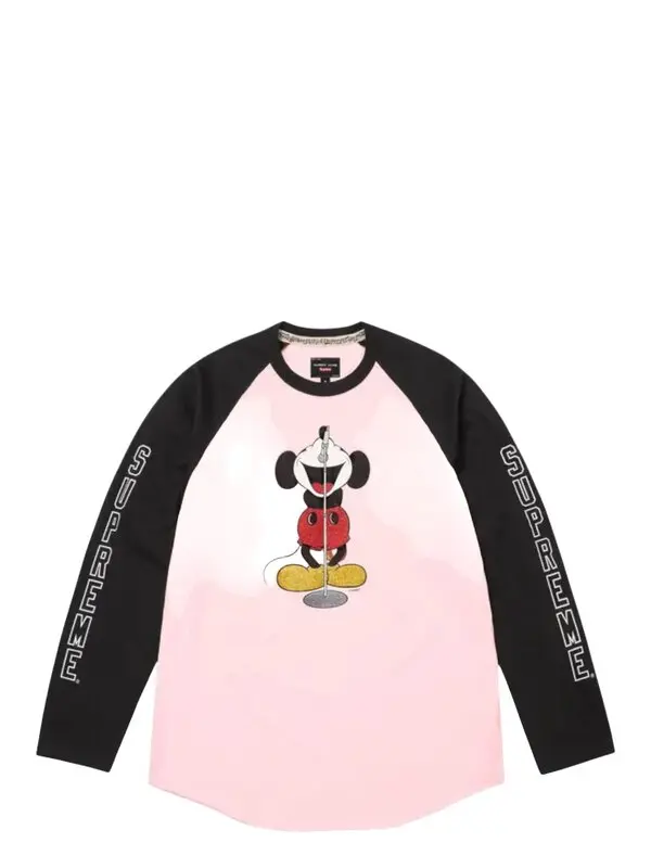 Supreme X Number Ine X Mickey Mouse Raglan Long-sleeve T-shirt - Pink