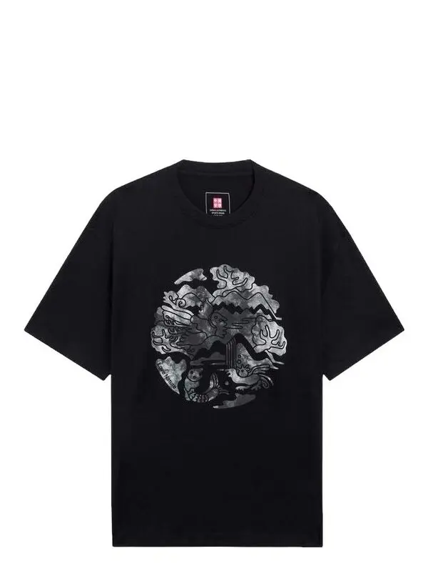 LI-NING Love Nature Graphic T-shirt 'black - Black/grey