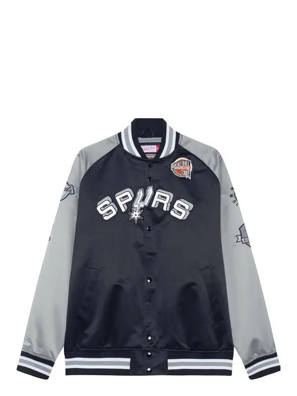 Mitchell & Ness X Nba Tony Parker 9 Spurs Hof N&n Satin Bomber Jacket - Black/grey