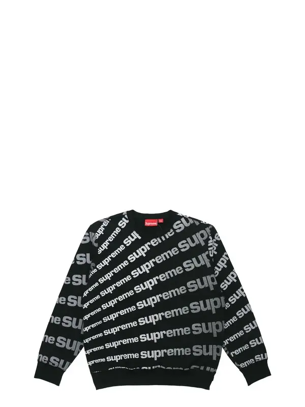 Supreme Radial Crewneck Logo Print Sweatshirt - Black