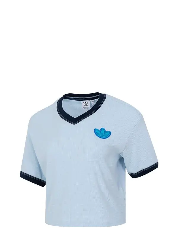 Adidas Originals V-neck Cropped T-shirt - Blue